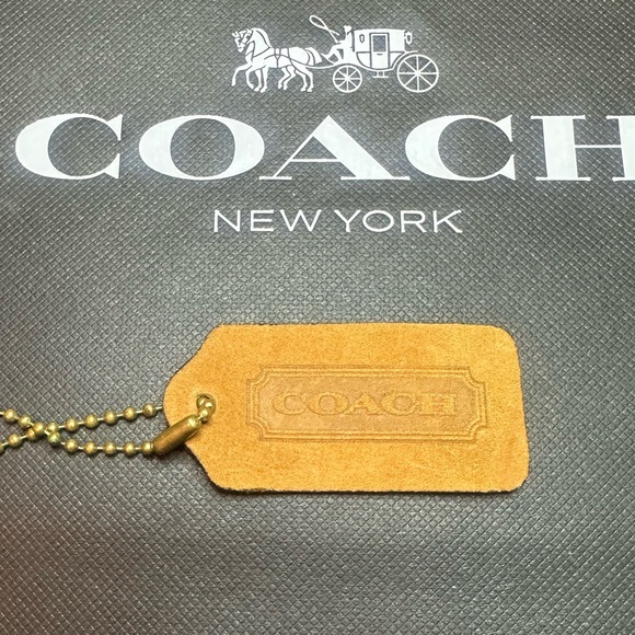 Coach | Accessories | Coach Suede Camel Color Hang Tag With Gold Chain ...